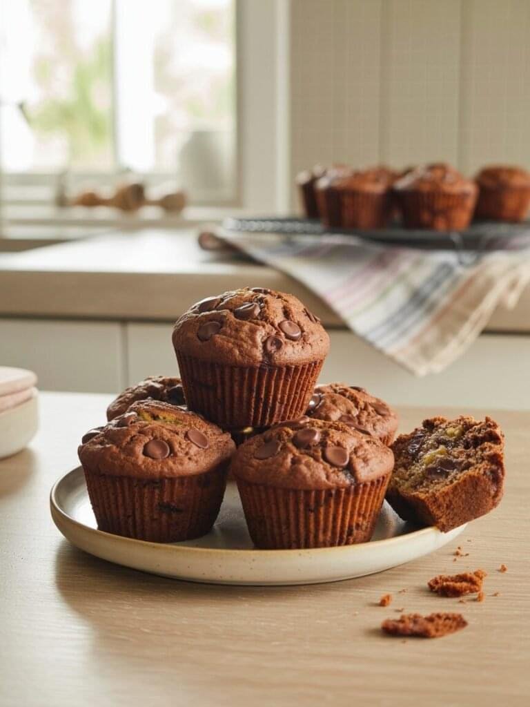 Chocolate Banana Muffins (Super Moist & Fudgy)